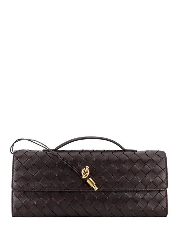 Bottega Veneta Andiamo Leather Clutch With Intrecciato Motif - Multicolor