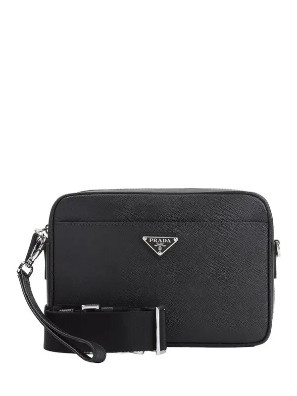 Prada Saffiano Leather Bandoliera Shoulder Bag - Black