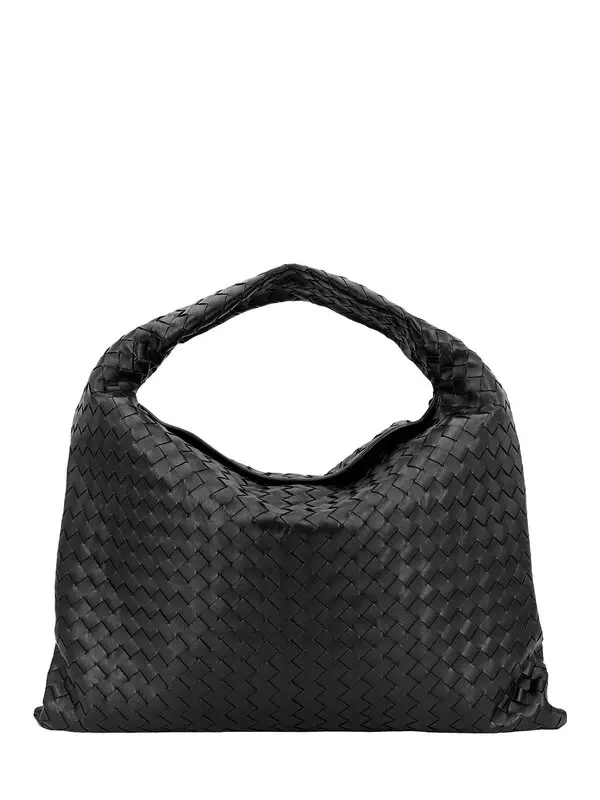 Bottega Veneta Hobo Shoulder Bag With Intreccio Pattern - Black