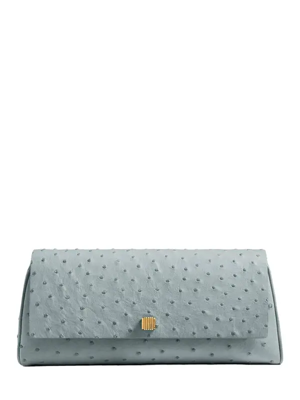 Khaite Audrey Clutch In Ostrich - Frost