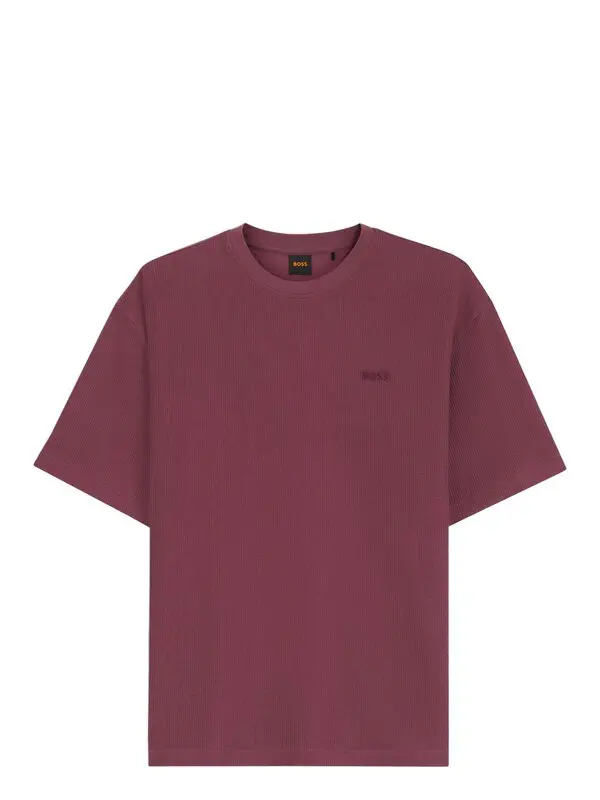BOSS Relaxed-fit T-shirt In Ribbed Cotton - Red