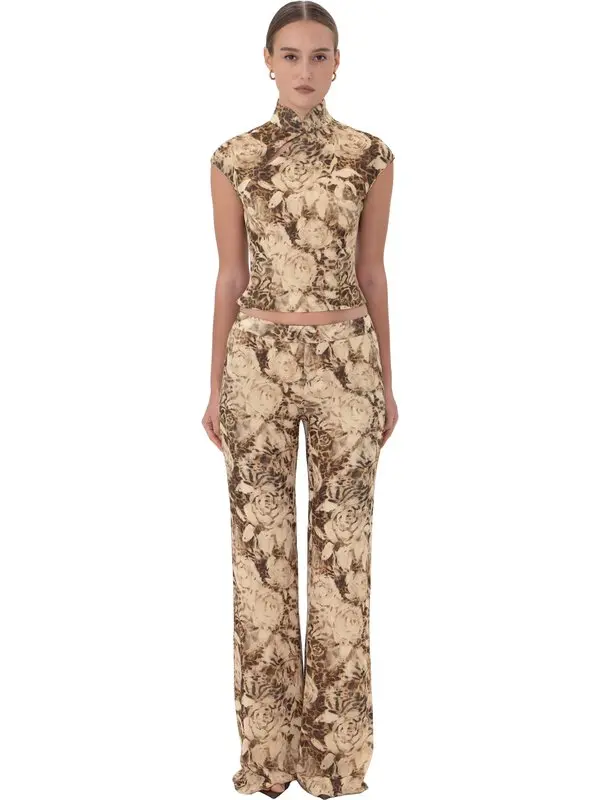 SAU LEE Astrid Chiffon Pants - Brown Multi