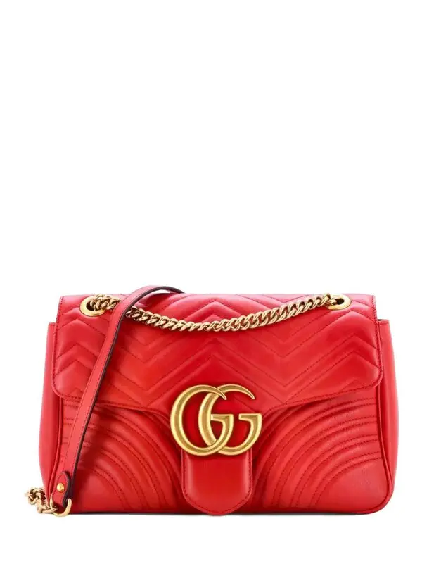 Gucci Matelassé Leather Medium Shoulder Bag - Red