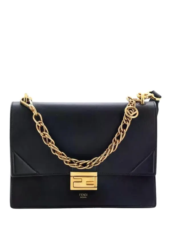 Fendi Kan U Leather Medium Shoulder Bag - Black