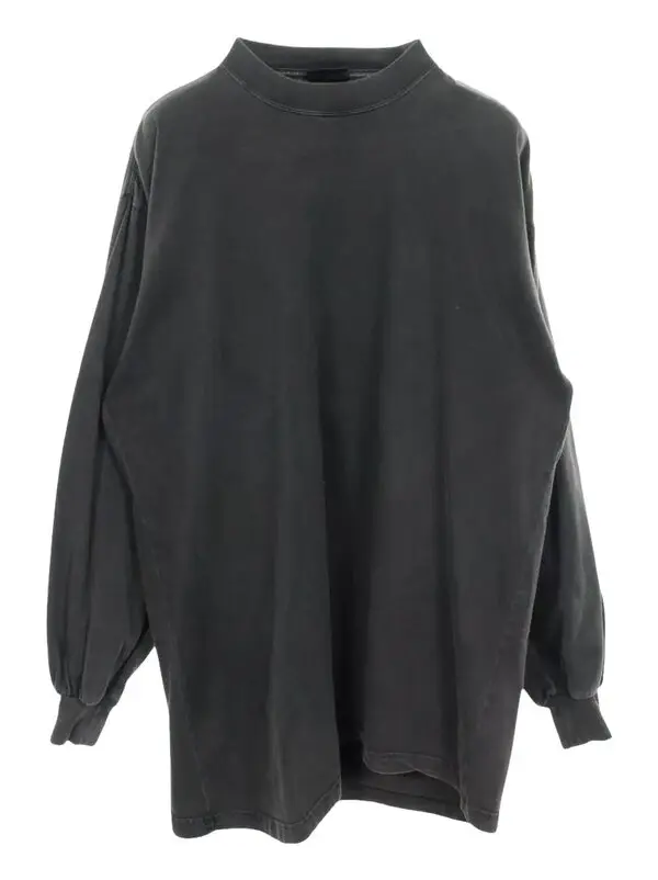 Balenciaga 2010s Logo Print Long Sleeve Cotton T-shirt - Grey