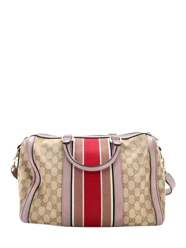 Gucci Vintage Web Boston Bag Gg Canvas Medium Satchel - Brown