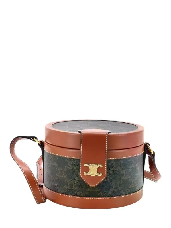 Celine Tambour Triomphe Coated Canvas Medium Crossbody Bag - Brown