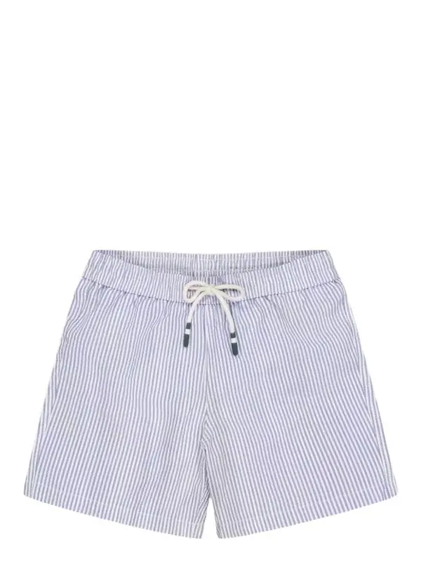 Hartford Striped Seersucker Swim Shorts - Blue