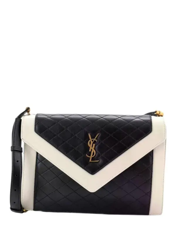 Saint Laurent Gaby Envelope Satchel Quilted Leather Crossbody Bag - Black