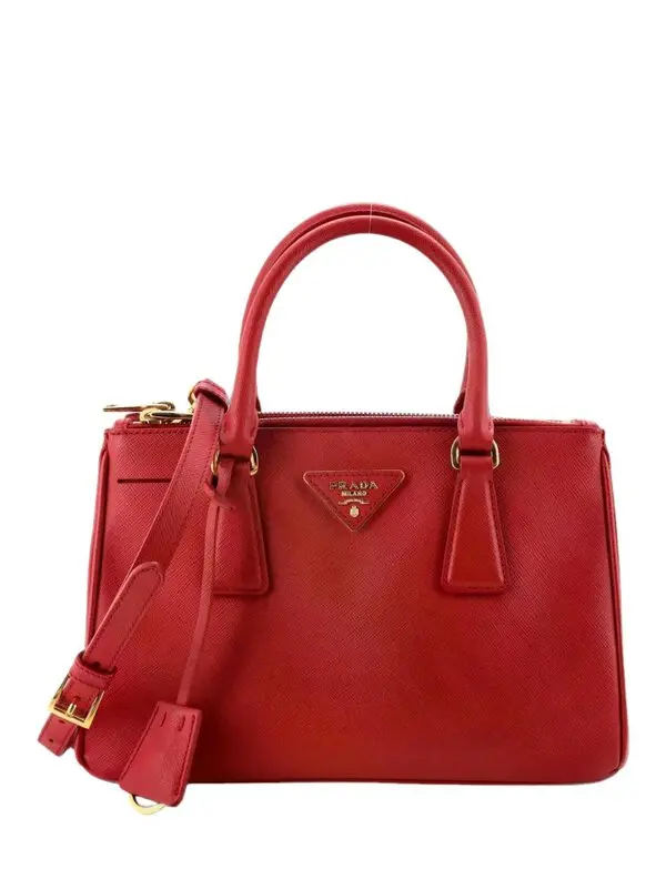 Prada Saffiano Leather Double Zip Tote Bag - Red