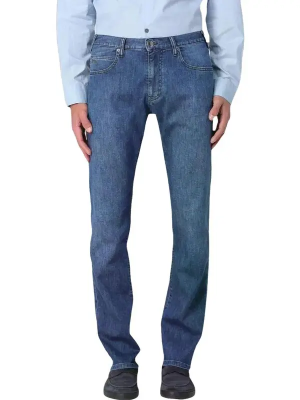 Emporio Armani Logo Plaque Jeans - Blue