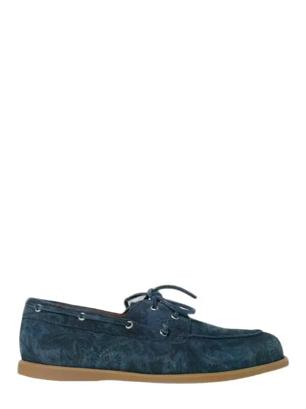 Etro Paisley Print Suede Loafers - Blue