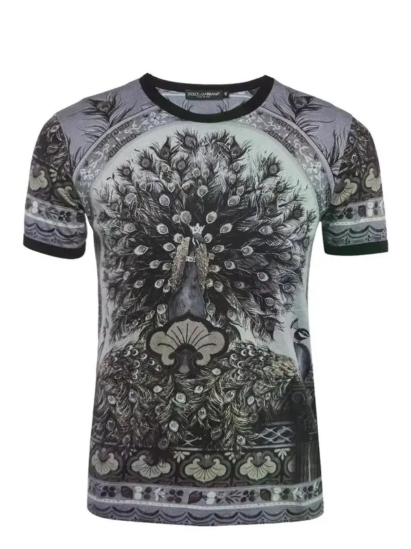 Dolce & Gabbana Peacock-print T-shirt - Grey