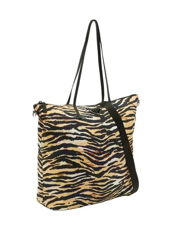 Prada Tessuto Animal-print Tote Bag - Neutrals