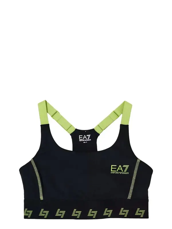 EA7 Logo-detail Racerback Sports Bra - Black