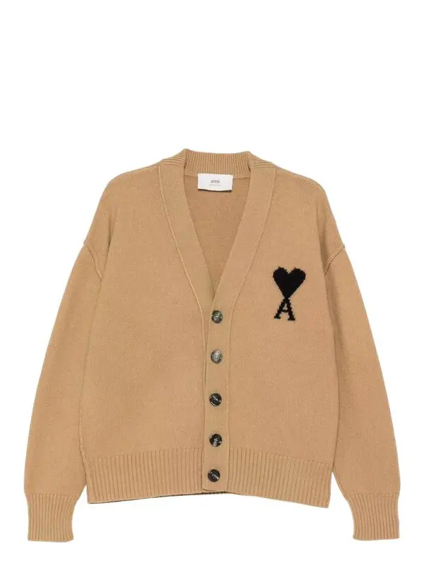 AMI Paris De Coeur Cardigan - Brown