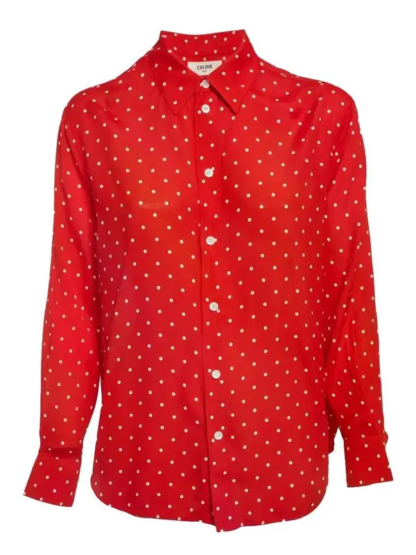 Celine Polka Dot Crepe Shirt - Red