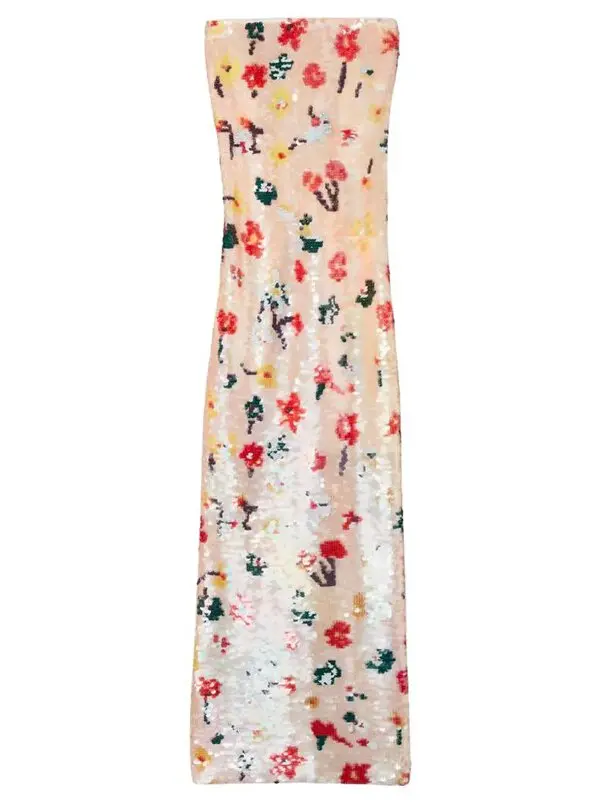 Tory Burch Strapless Sequin Dress - Pink