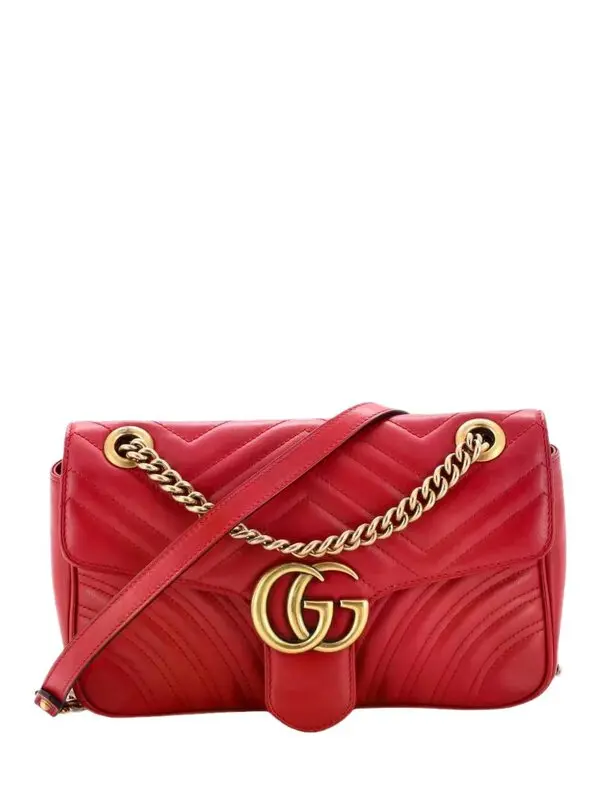 Gucci Matelassé Leather Medium Shoulder Bag - Red