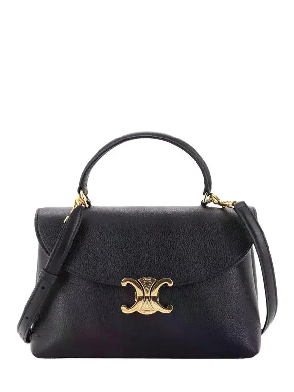 Celine Nino Top Handle Bag Leather Medium Satchel - Black