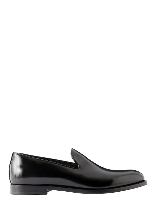 Brunello Cucinelli Evening Glossed Leather Loafers - Black