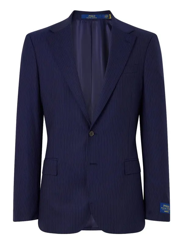 Polo Ralph Lauren Pinstriped Wool-blend Suit Jacket - Blue