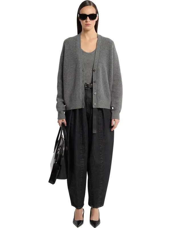 Michael Kors Ribbed Cashmere Cardigan - Grey