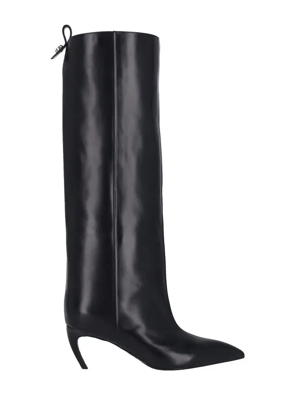 Attico Lea Leather Boots - Black