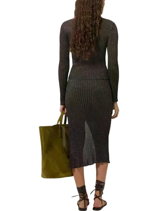 Missoni Ribbed Knit Side-slit Skirt - Brown