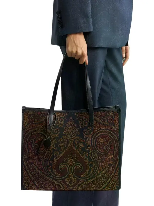 Etro Love Trotter Tote Bag In Paisley Jacquard - Blue