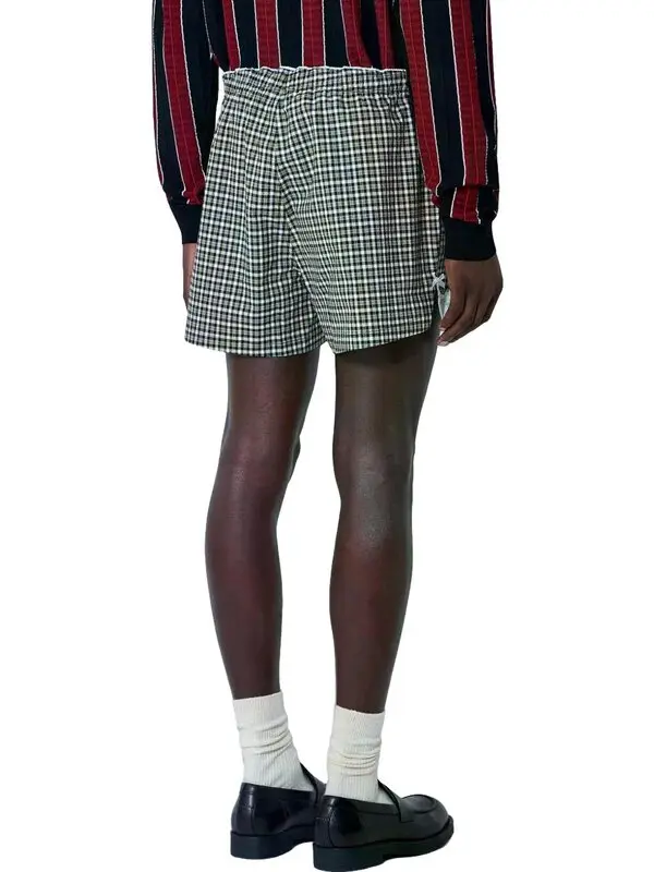 Martine Rose Checkered Shorts With Lace Trim - Neutrals