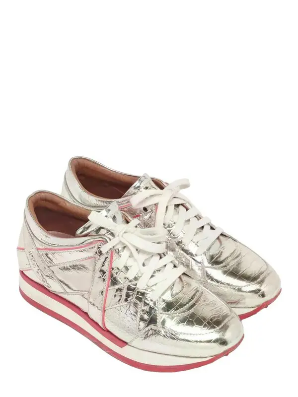 JIMMY CHOO London Croc-embossed Sneakers - Silver