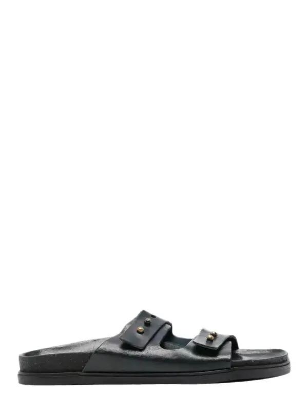 BRADOR Leather Flat Sandals - Blue