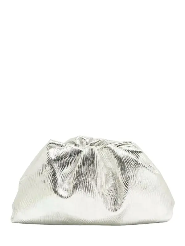 Bottega Veneta The Pouch Embossed Clutch Bag - Silver