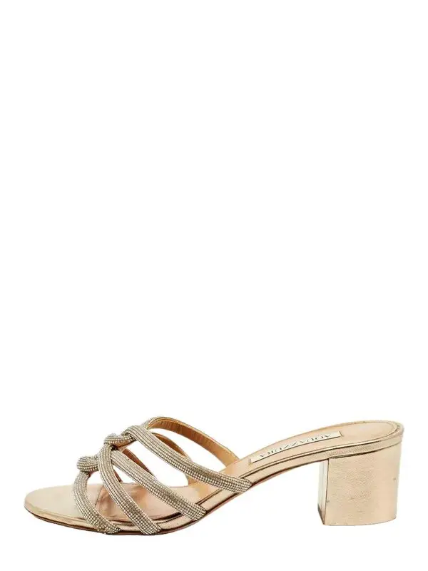 AQUAZZURA Crystal-embellished Leather Sandals - Gold