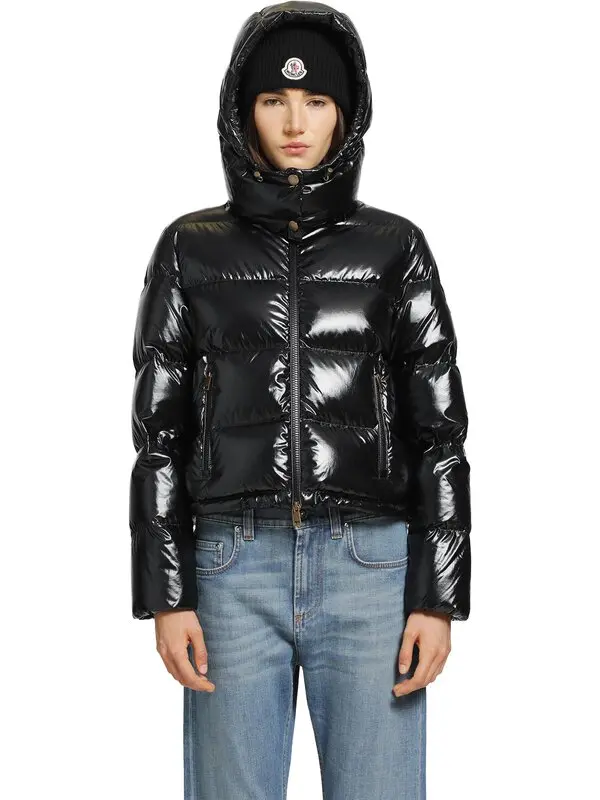 Moncler Short Down Jacket With Hood - Black