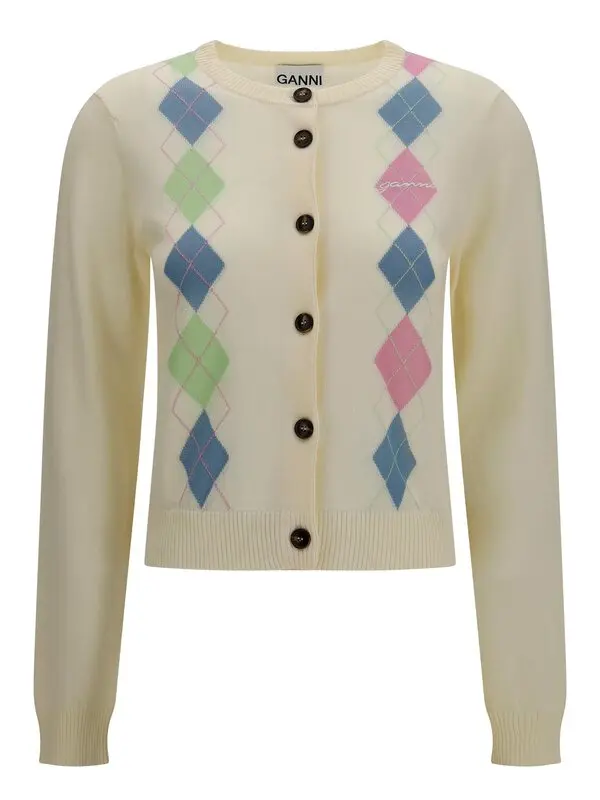 GANNI Diamond-pattern Cardigan - Multicolor