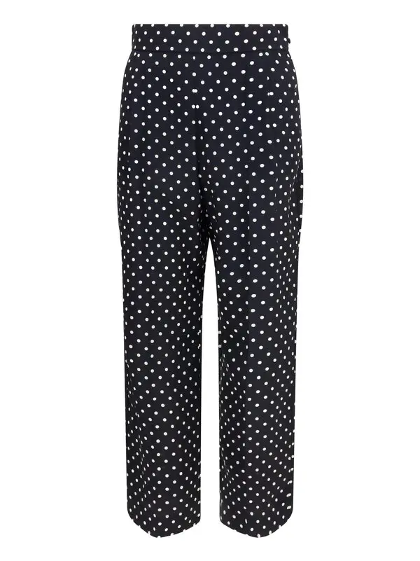Valentino Garavani Polka-dot Crêpe De Chine Cropped Pants - Black