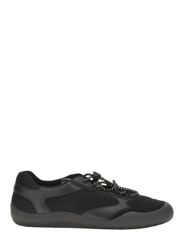 Prada Speedrock Mesh And Leather Trim Sneakers - Black