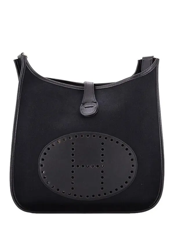 Hermès Gm Evelyne Bag Gen I Toile And Leather - Black