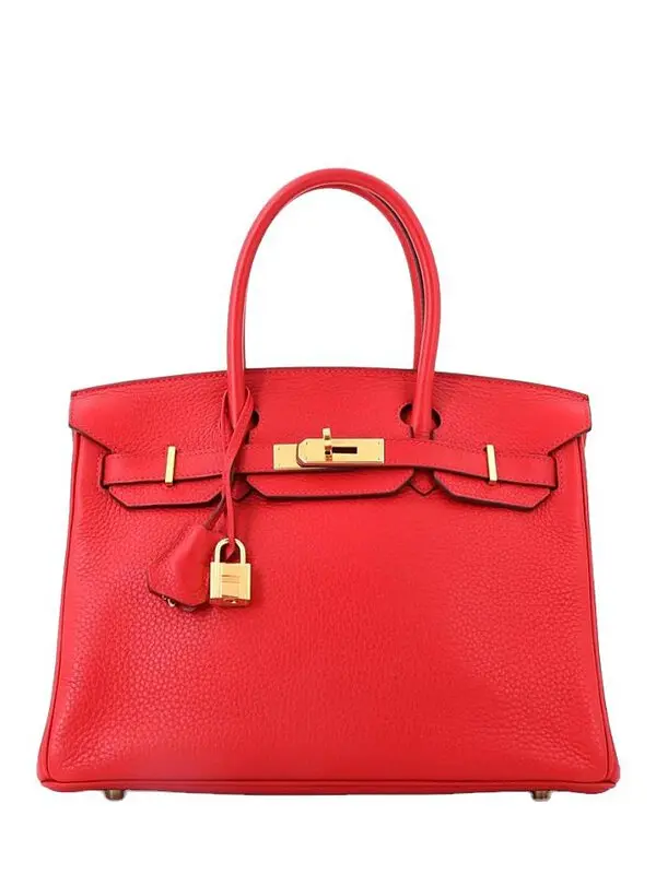 Hermès Birkin 30 Handbag Red Clemence With Gold Hardware - Rouge Casaque