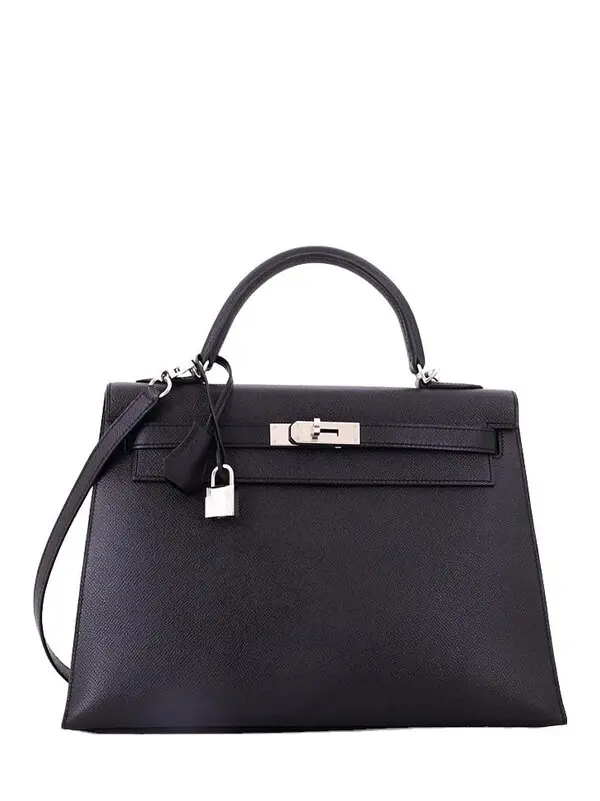 Hermès Kelly 32 Handbag Black Epsom With Palladium Hardware - Noir