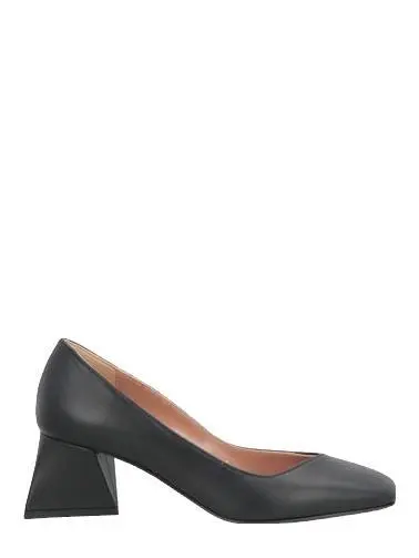 POLLINI Calfskin Square Toe Pumps - Black