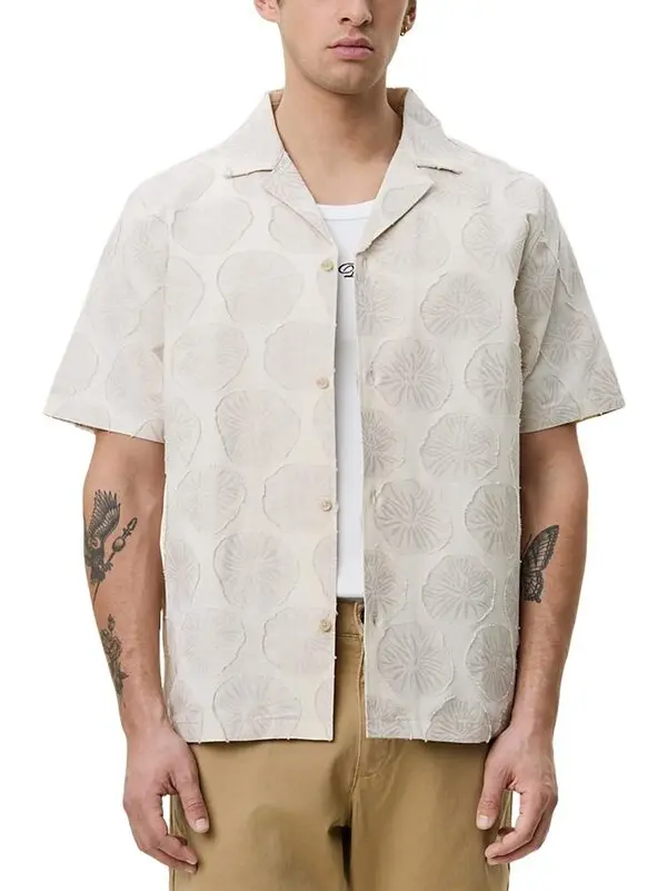 LES DEUX Dahlia Jacquard Short Sleeve Shirt - Light Sand