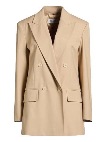 Max Mara Double-breasted Cotton Blend Blazer - Beige