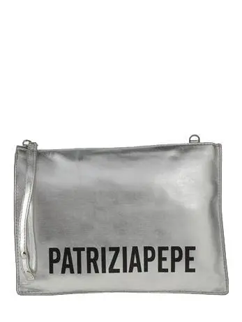 Patrizia Pepe Coated Fabric Wristlet Bag With Detachable Shoulder Strap - Silver