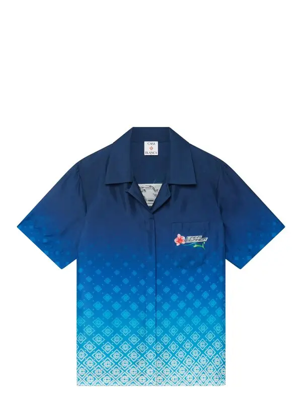 Casablanca Orchid Monogram Short Sleeve Silk Shirt - Multicolor
