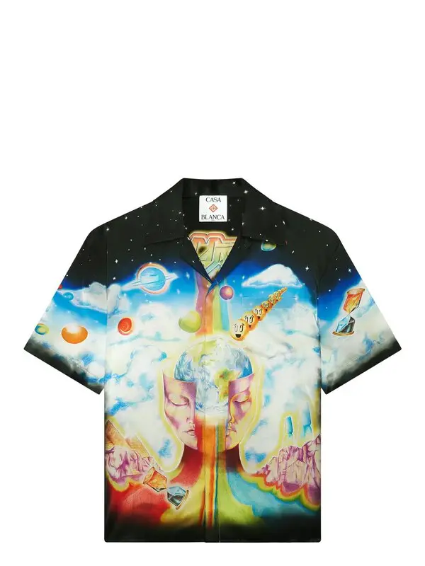 Casablanca The Essential Experience Silk Short Sleeve Shirt - Multicolor