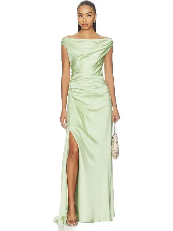 Simkhai Elinne Short Sleeve Gown - Leaf