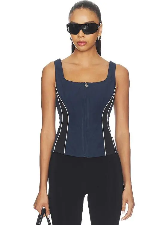 Simkhai Aya Bustier Top In Navy - Midnight Multi